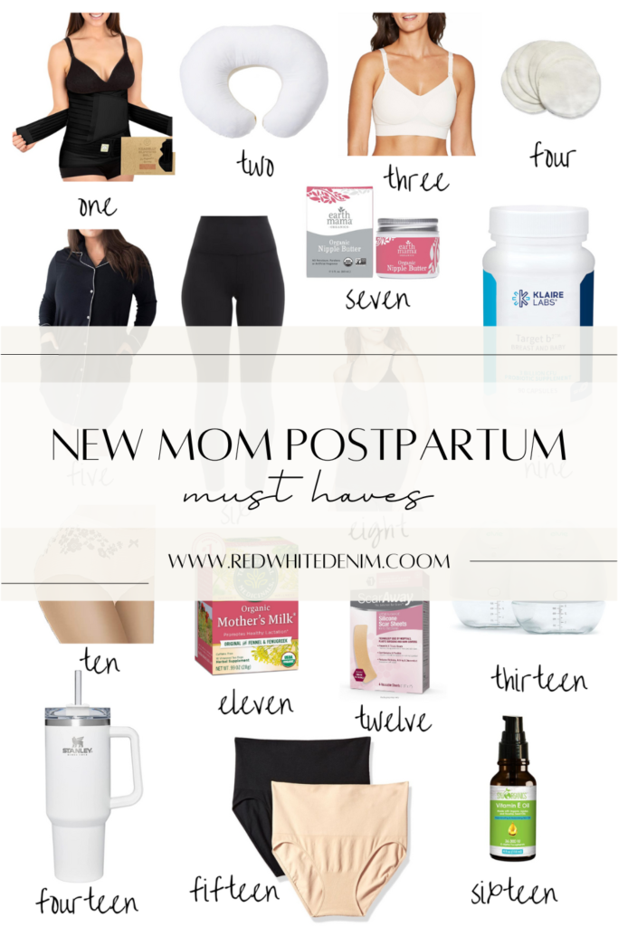 Postpartum Checklist for the new mom Red White Denim